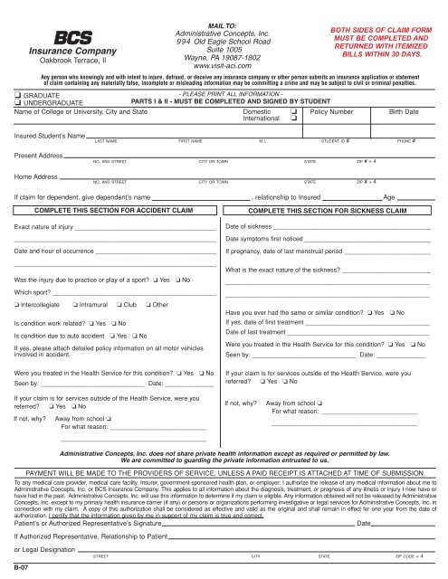 Claim Form - Collegiate Risk Management