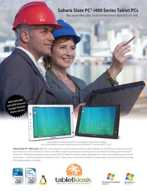 Sahara Slate PC® i400 Series Tablet PCs - TabletKiosk