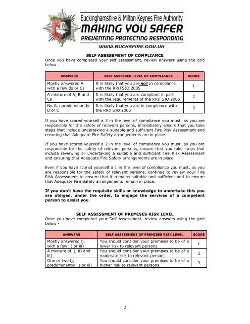 SELF ASSESSMENT OF COMPLI