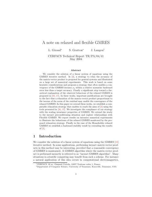 A note on relaxed and flexible GMRES - cerfacs