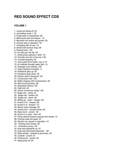 Sound Effects Library : 300 Sound Effects : Red Set