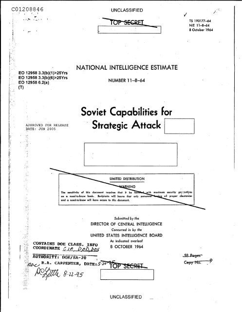 NIE NUMBER 11-8-64 - CIA FOIA - Central Intelligence Agency