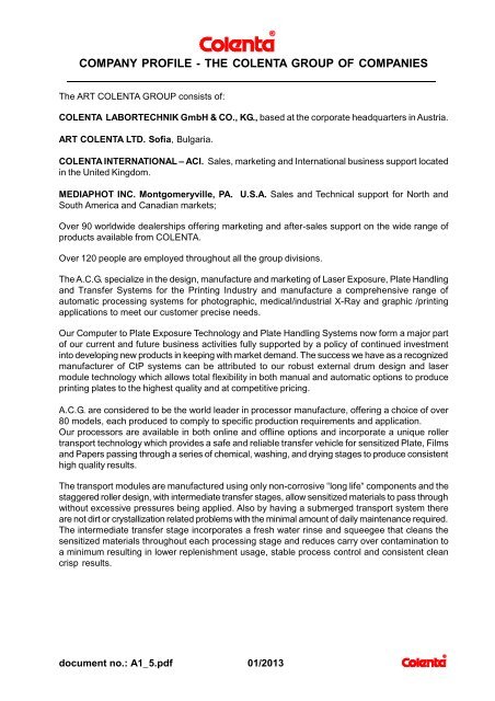 company profile - Colenta