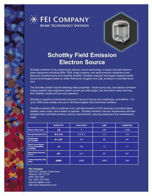 Schottky Field Emission Electron Source - FEI Company