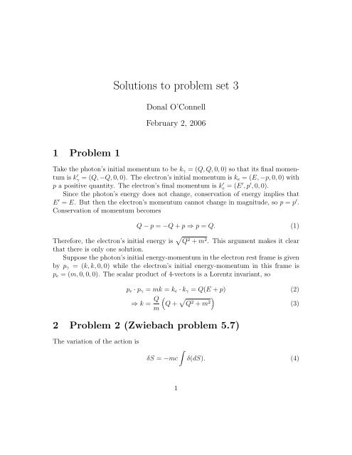 Solutions to problem set 3
