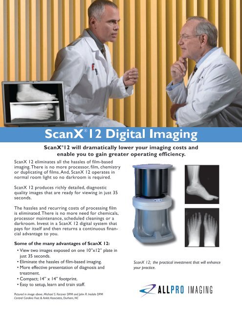 Download Brochure for the Scan X 12 Podiatry X-ray System.