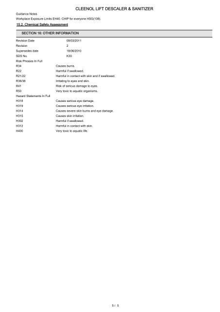 CLEENOL LIFT DESCALER & S