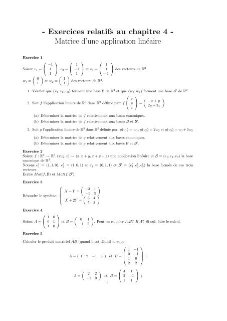 Base d 'algèbre Chapitre 1 Calcul matriciel