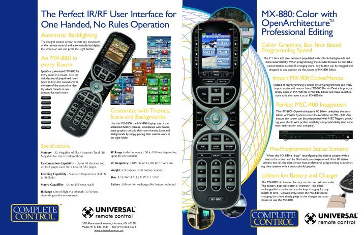 Ur S2 Universal Remote Control Code List Service Manual