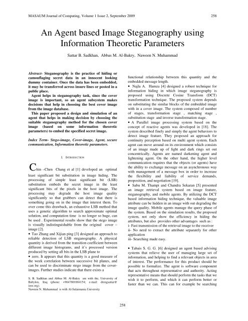 An Agent based Image Steganography using Information Theoretic ...