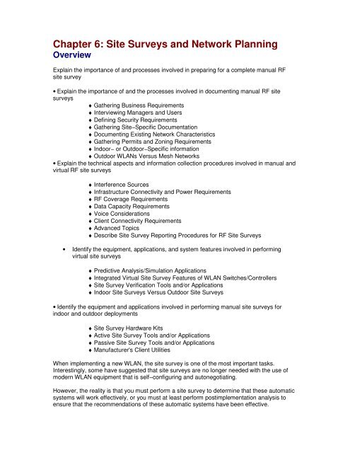 Chapter 6: Site Surveys and Network Planning