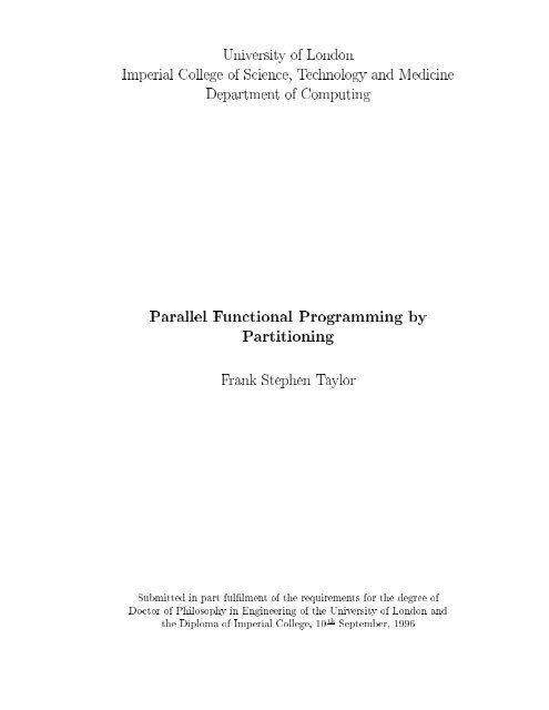 Parallel Functional Programming By Partitioning 