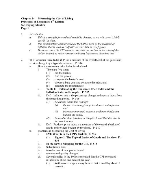 Chapter 24: Measuring the Cost of Living Principles of Economics, 6 ...