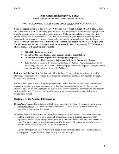 Annotated Bibliography Guidelines