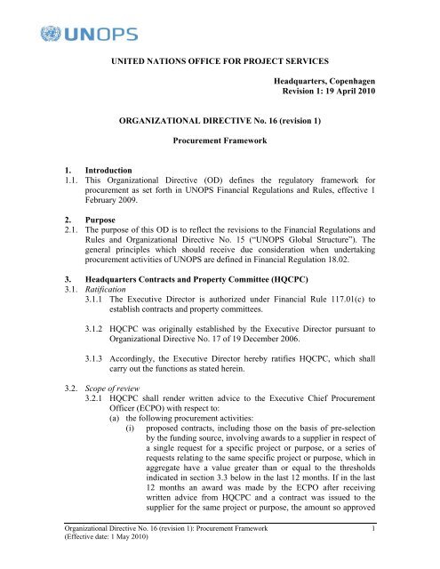 Procurement Framework - UNOPS