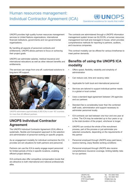 Individual Contractor Agreement (ICA) - UNOPS