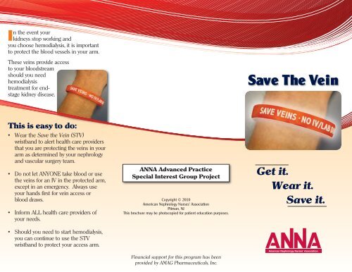 Save the Vein Brochure - American Nephrology Nurses Association
