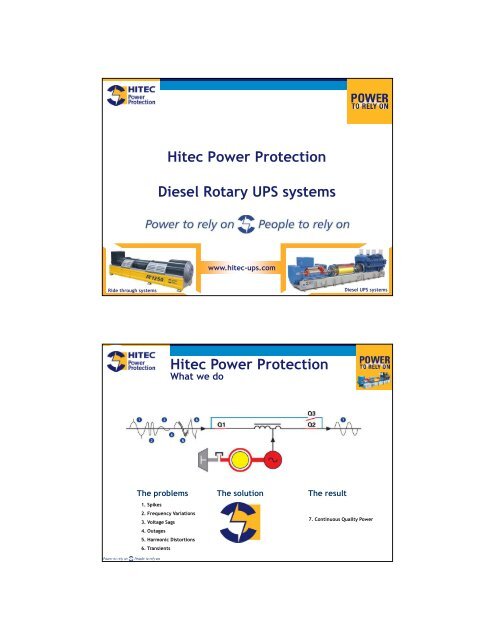 Diesel Rotary UPS system - Hitec Power Protection