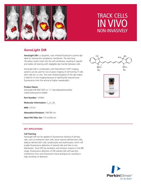 XenoLight DiR - Track Cells In Vivo Non-Invasively - PerkinElmer