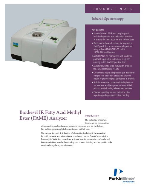 Biodiesel IR Fatty Acid Methyl Ester (FAME) Analyzer - PerkinElmer