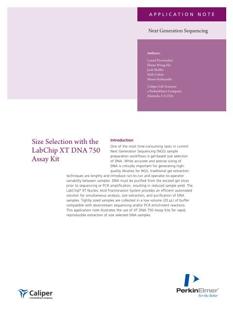 Size Selection with the LabChip XT DNA 750 Assay Kit - PerkinElmer