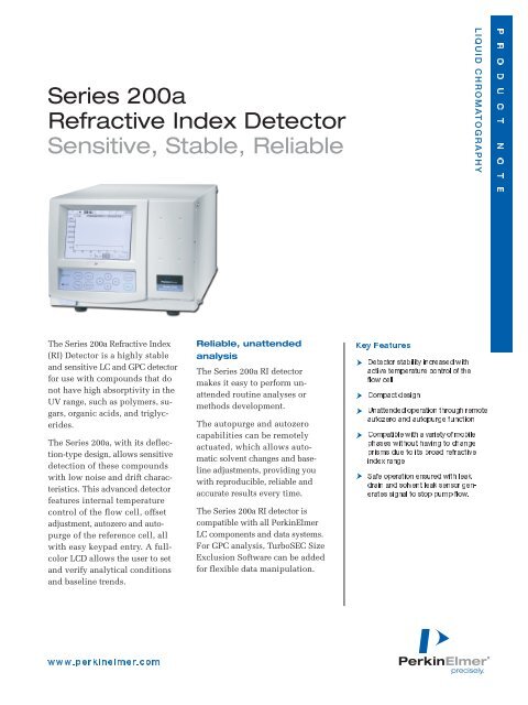 Series 200a Refractive Index Detector: Sensitive, Stable, Reliable