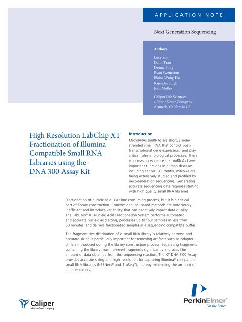 High Resolution LabChip XT Fractionation of Illumina ... - PerkinElmer