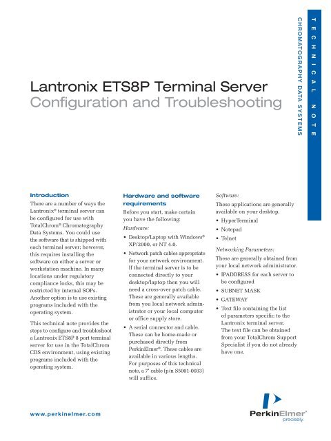 Lantronix ETS8P Terminal Server - Configuration and ... - PerkinElmer