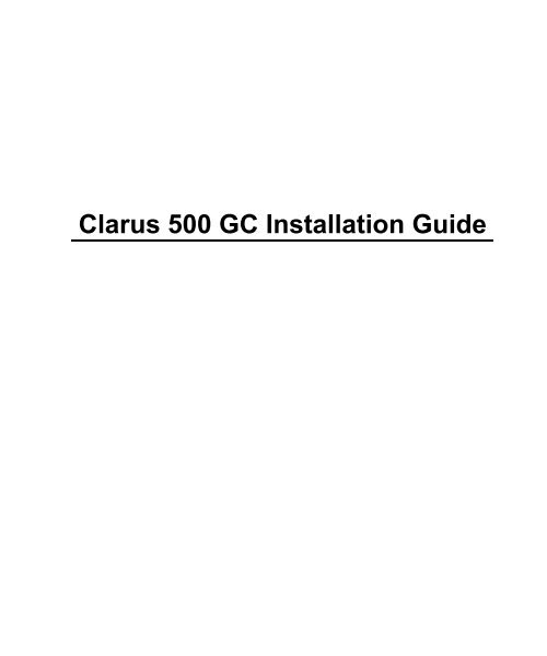 Clarus 500 GC Installation Guide - PerkinElmer