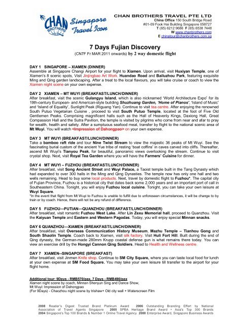 7 Days Fujian Discovery - Chan Brothers