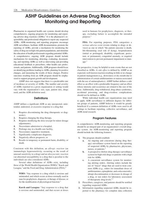 ASHP Guidelines on Adverse Drug Reaction Monitoring and ...