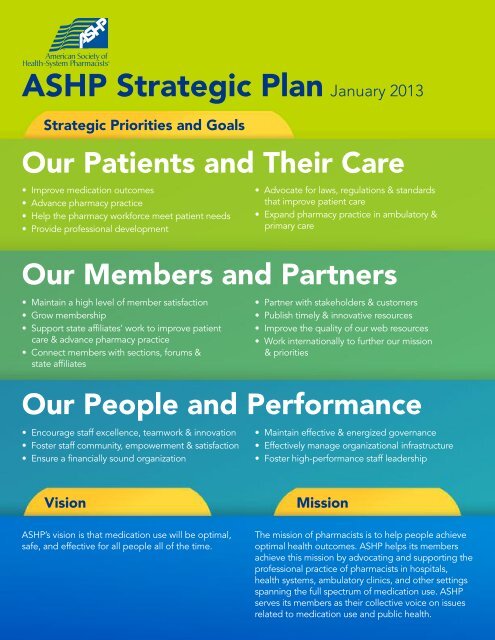 ASHP Strategic Plan - American Society of Health System Pharmacists