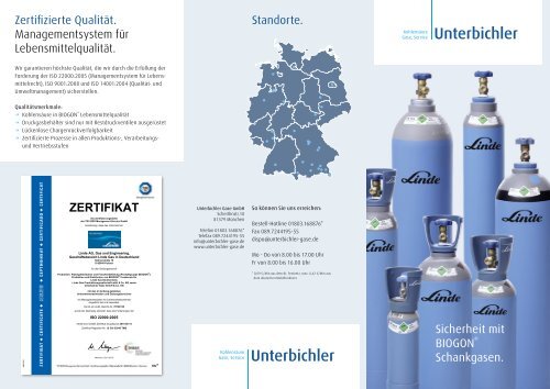 Sicherheit mit BIOGON® Schankgasen ... - Unterbichler Gase