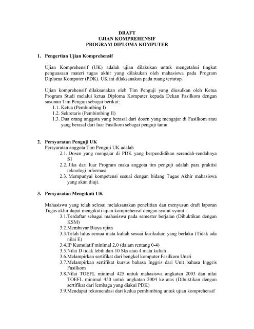DRAFT UJIAN KOMPREHENSIF PROGRAM DIPLOMA KOMPUTER ...