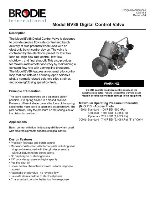 Model BV88 Digital Control Valve