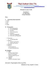 Balangkas ng Aralin sa Filipino 5 UNANG MARKAHAN ... - Southcrest