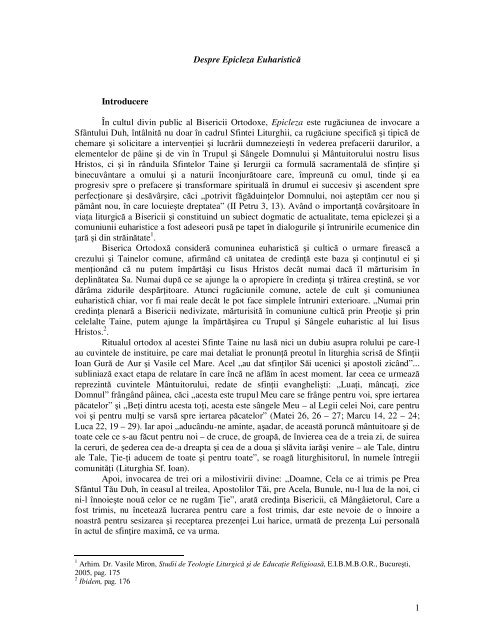 Despre Epicleza Euharistica.pdf - SfÃ¢nta Cruce