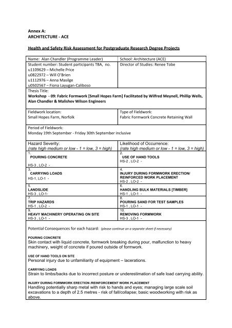 Workshop 09 / risk assessment - constructionweek2011