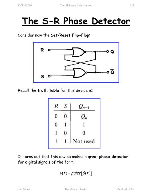 Info on the SR phase detector