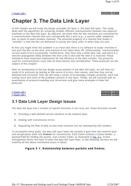 Chapter 3 The Data Link Layer Cs Course Webpages