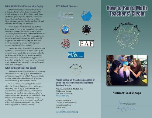 brochure - Math Teachers' Circles