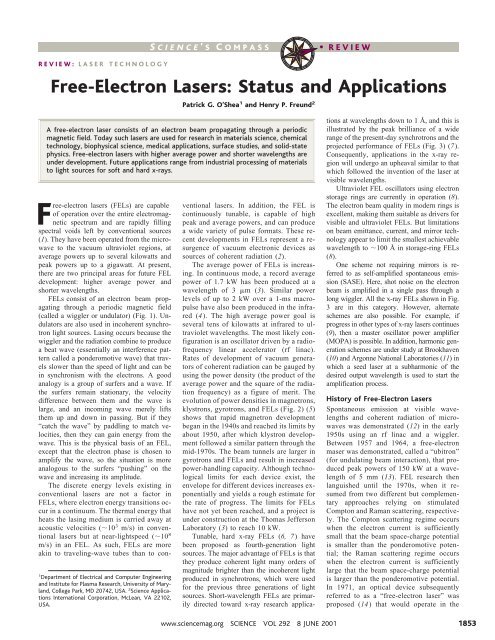 Free-Electron Lasers: Status and Applications