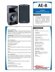 Apogee AE-10 Compact Subwoofer System Spec ... - Apogee Sound