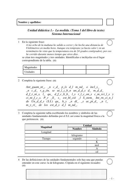 Unidad didÃ¡ctica 1.- La medida. (Tema 1 del libro ... - IES Rey Pastor