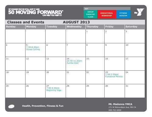 Mt. Madonna YMCA Activity and Event Calendar