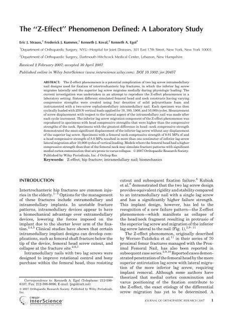 Z-effect - Eric J. Strauss, MD