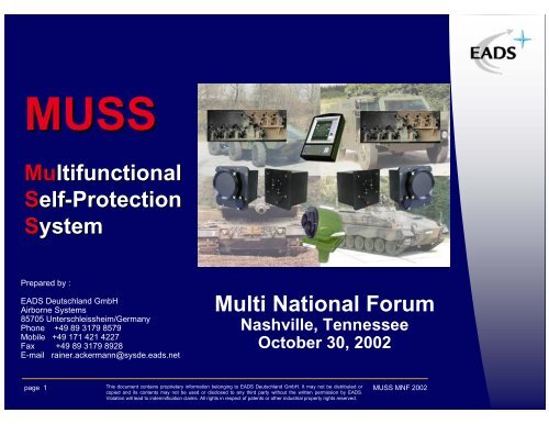 Multifunctional Self-Protection System Multi National Forum