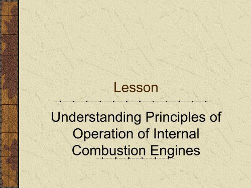 Understanding Principles of Operation of Internal Combustion Engines