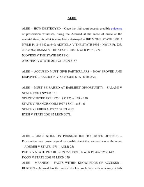 Alibi - Nigerian Law Guru