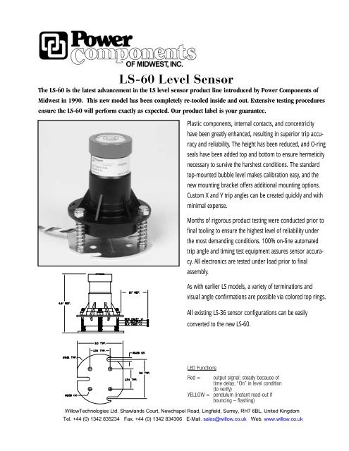 Download LS-60 Level Sensor, Data Sheet (PDF). - Willow.co.uk